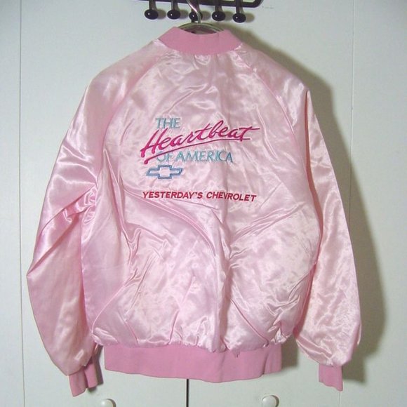 Everlasting Embroidery | Jackets & Coats | Vtg 8os Pink Nylon Chevy ...